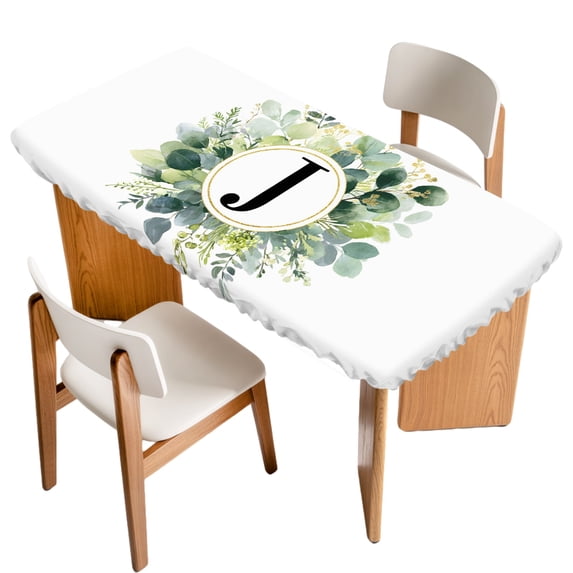 Fitted Tablecloth for 3 ft Rectangle Tables Letter J Table Cover with ...