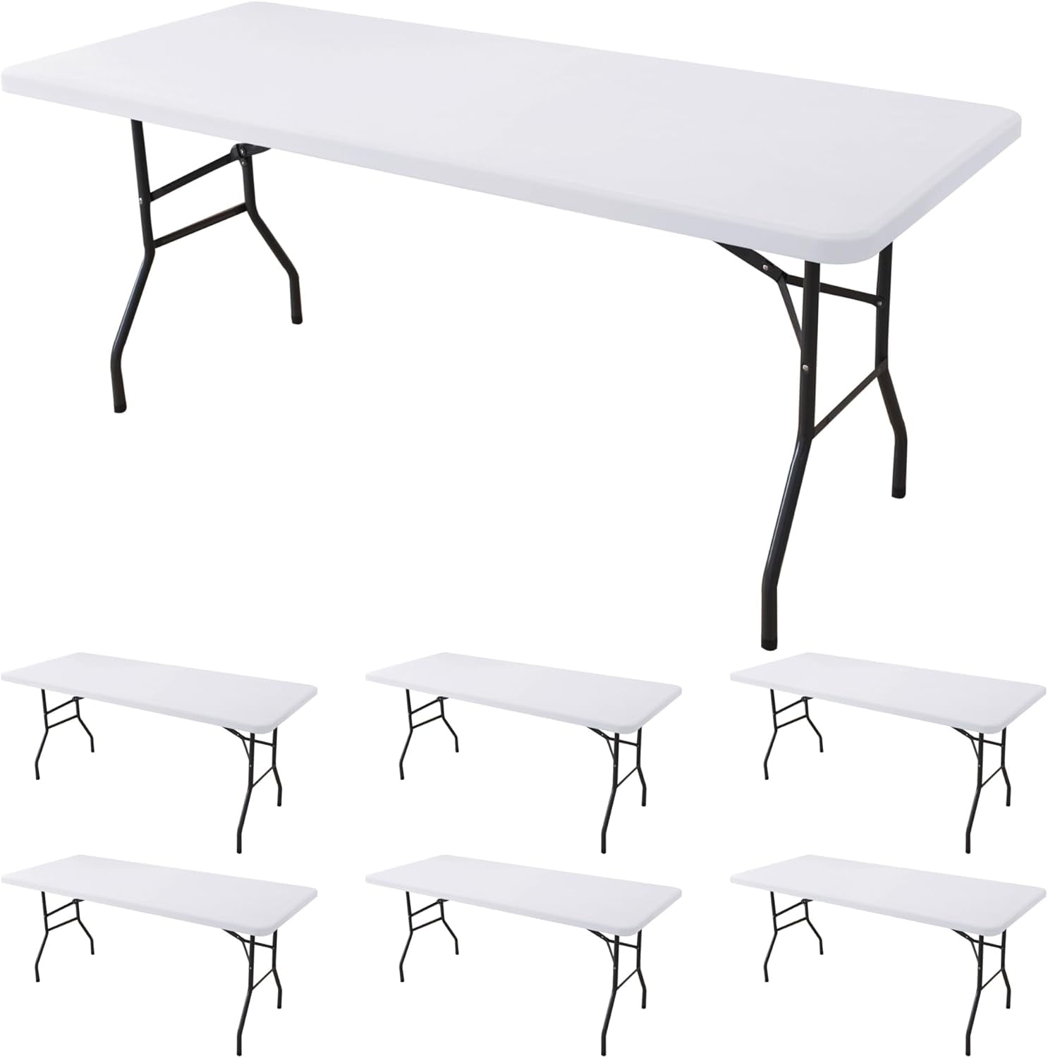 Fitted Tablecloth for 6 Foot Rectangle Tables-6 Pack White Elastic ...