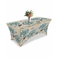 Fitted Tablecloth 6ft Blue Tulip Floral Rectangular Tablecloths Stretch ...