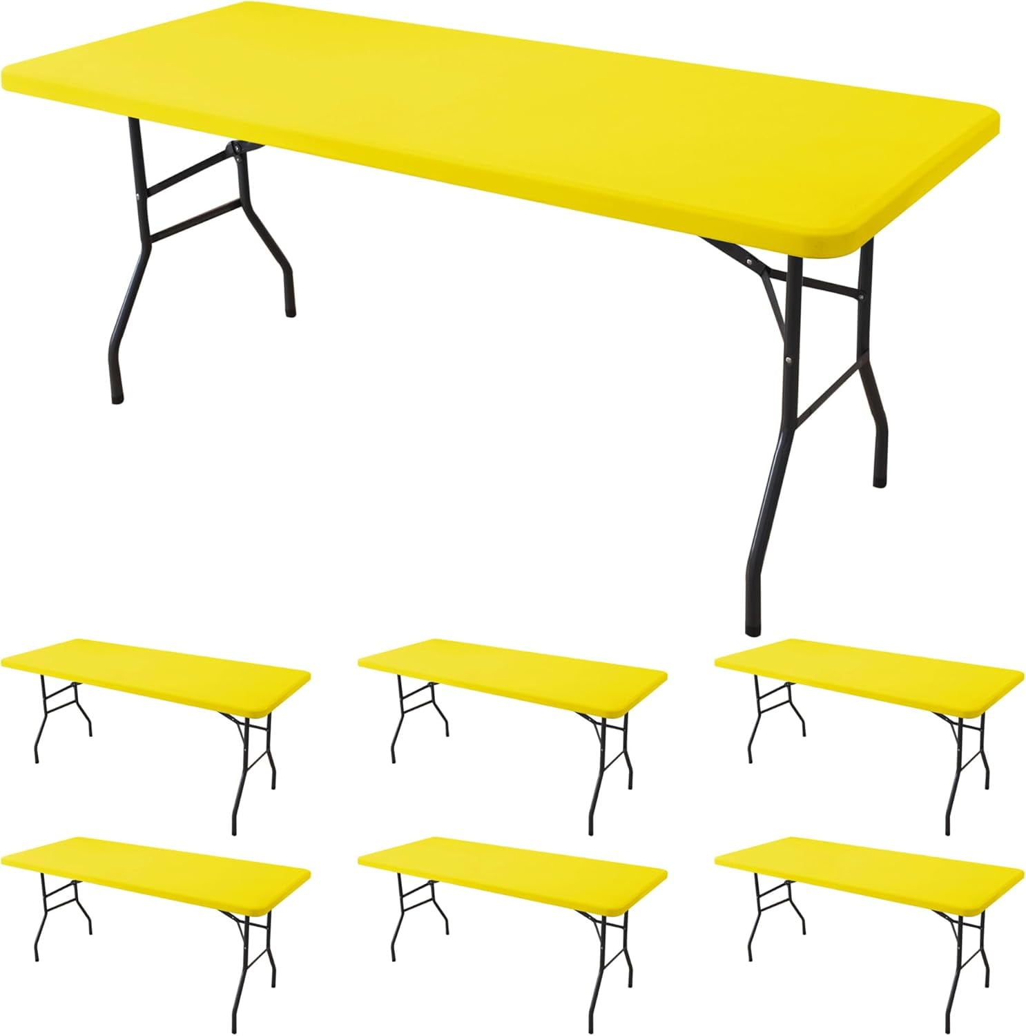 Fitted Tablecloth for 8 Foot Rectangle Tables-6 Pack Yellow Elastic ...