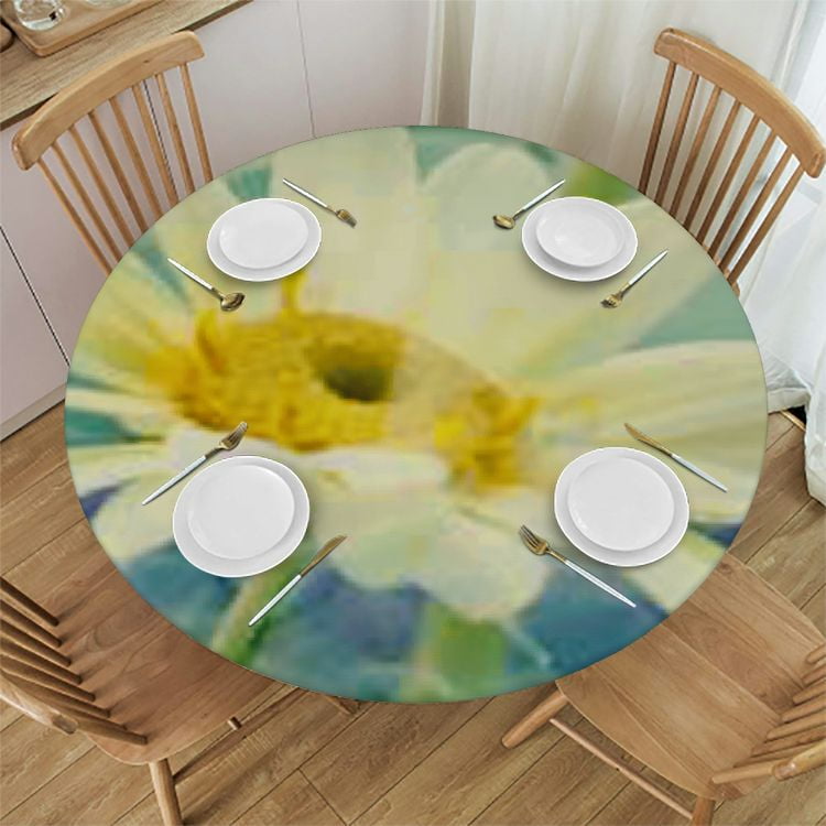 Fitted Tablecloth Round, Elastic Edge Polyester Decorate Table Cover ...