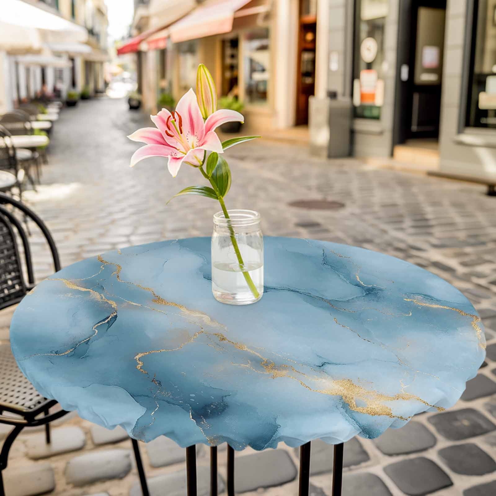 Fitted Tablecloth for Round Table, Abstract Gradient Marble Texture ...