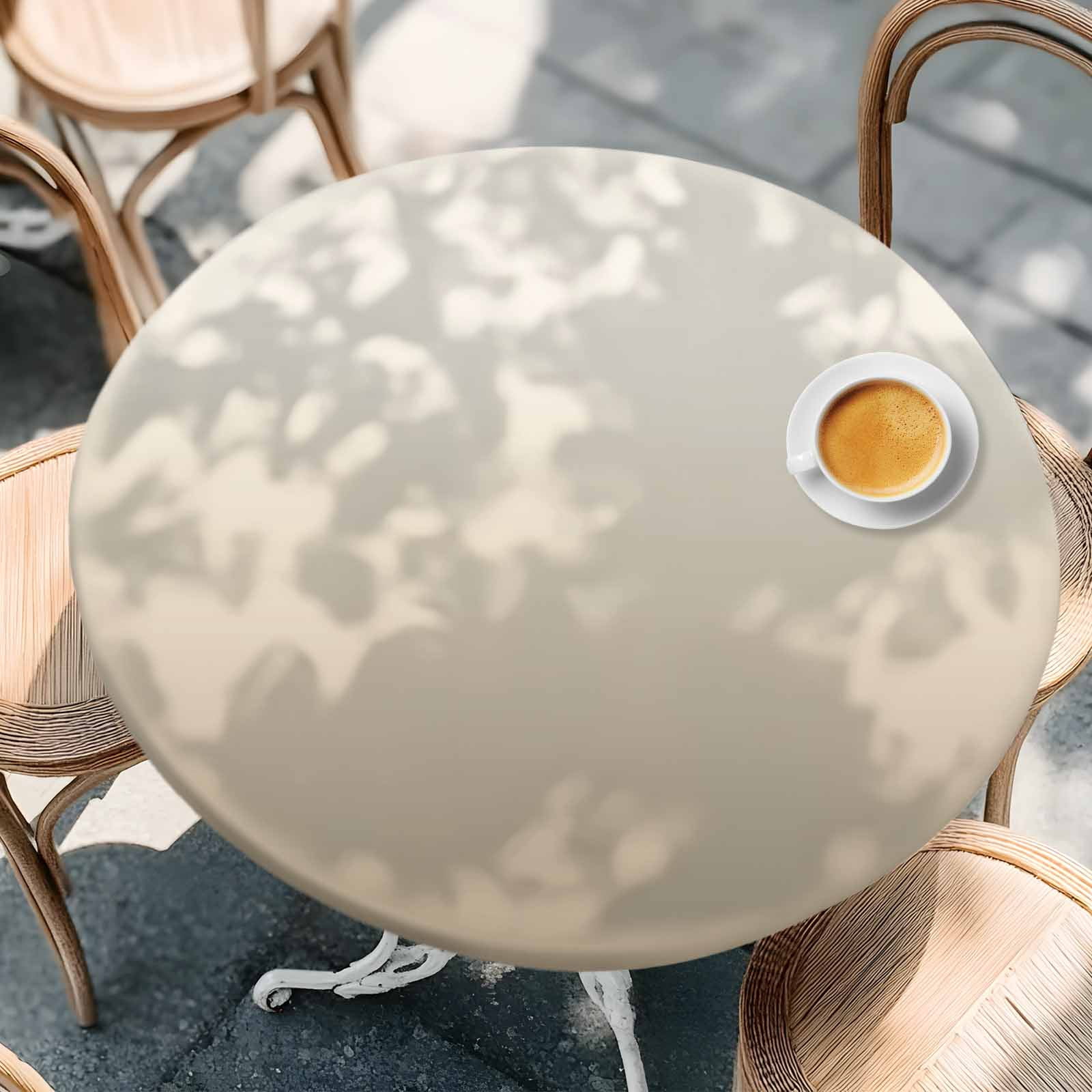 Fitted Tablecloth for Round Table, Gradient Beige Brown Table Cover ...