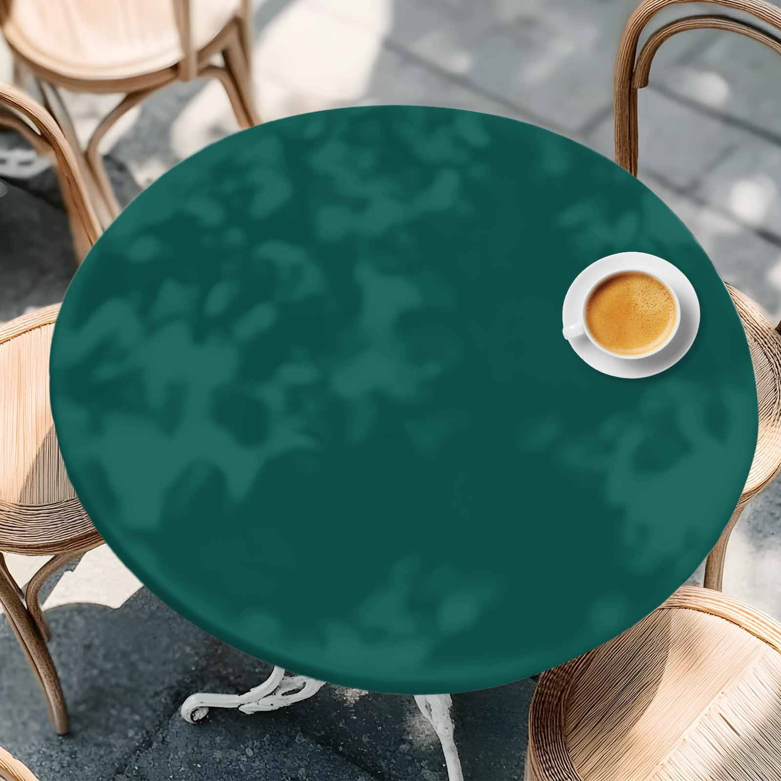 Fitted Tablecloth for Round Table,Minimalist Solid Aventurine Green ...