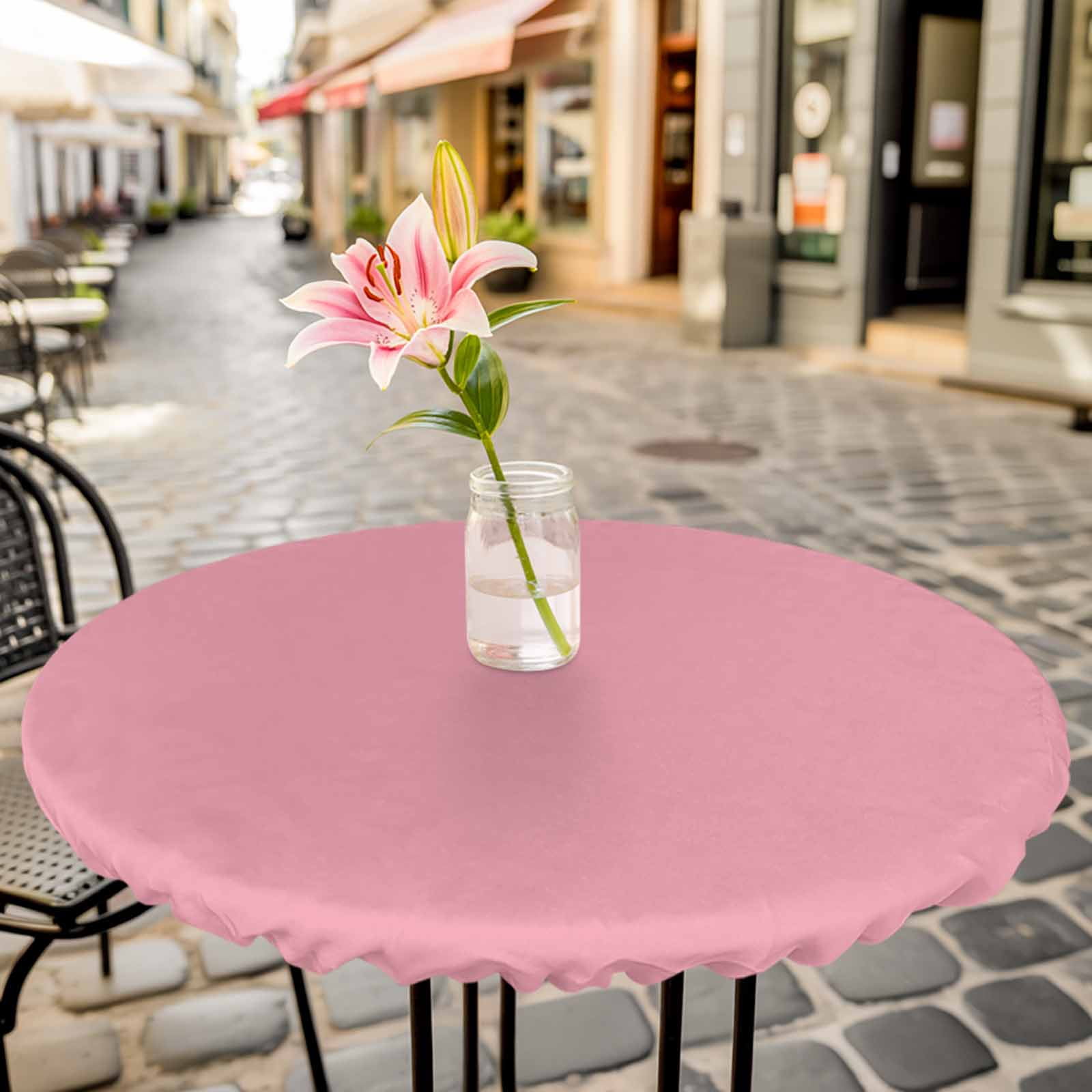 Fitted Tablecloth for Round Table, Minimalist Solid Pure Pink Table ...