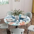Fitted Tablecloth for Round Table, Ocean Octopus Coral Starfish Table ...