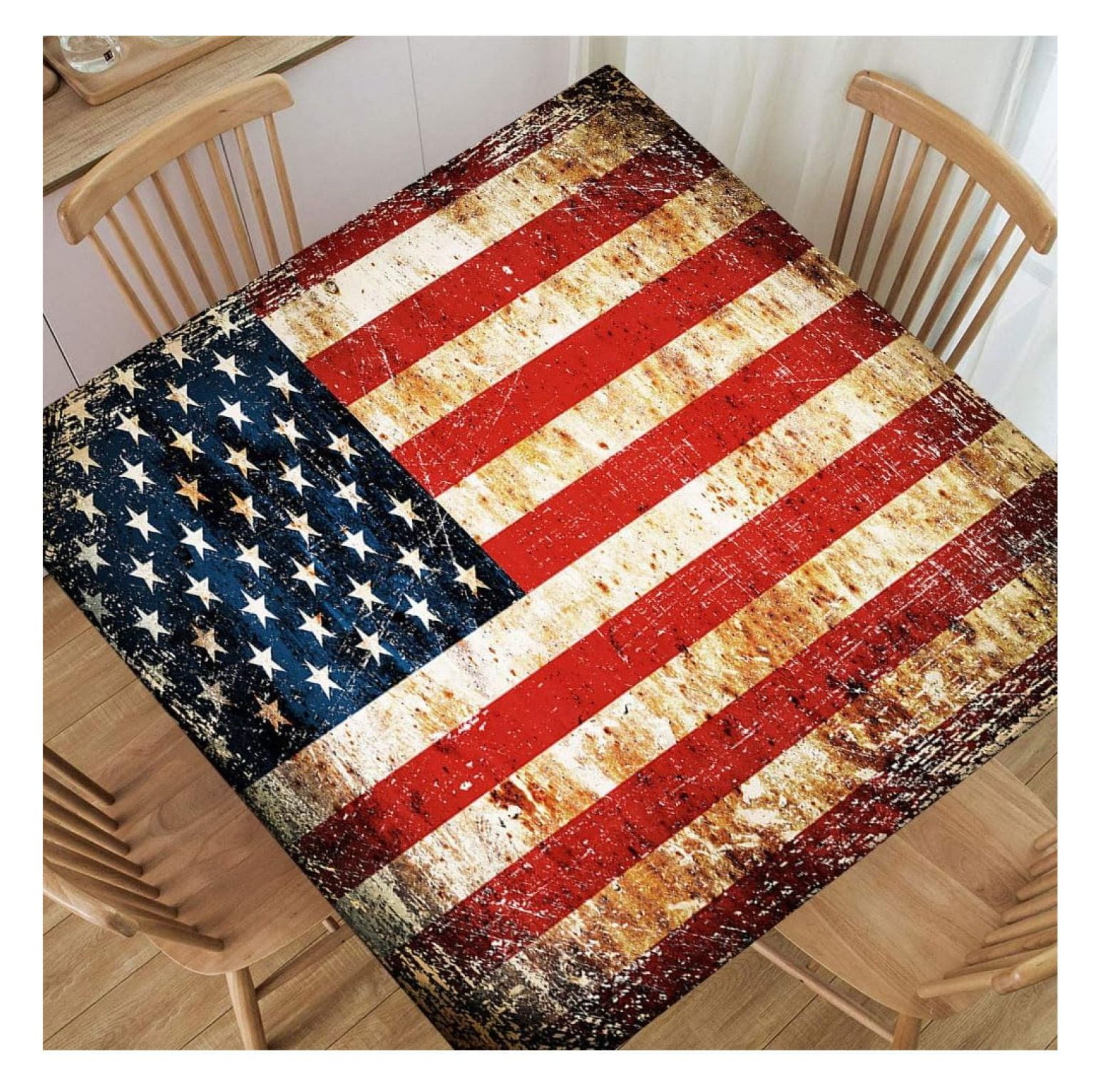 Fitted Tablecloth for Square Table Flag of USA Table Cloth with Elastic ...