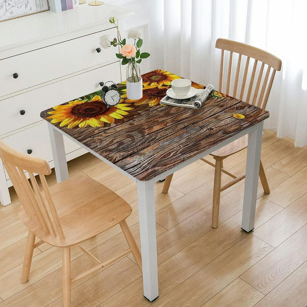Fitted for Square Table Autumn Background with Sunflowers On Wooden ...