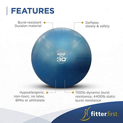Fitterfirst Duraball Pro Exercise Ball - 75 Centimeter - Blue - Walmart.com