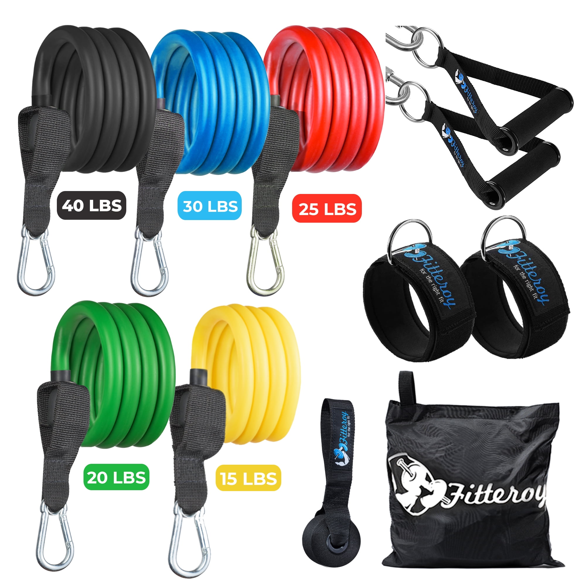 Fitteroy Home Gym Core Workout Resistance Bands Set - 5 Stackable Bands ...