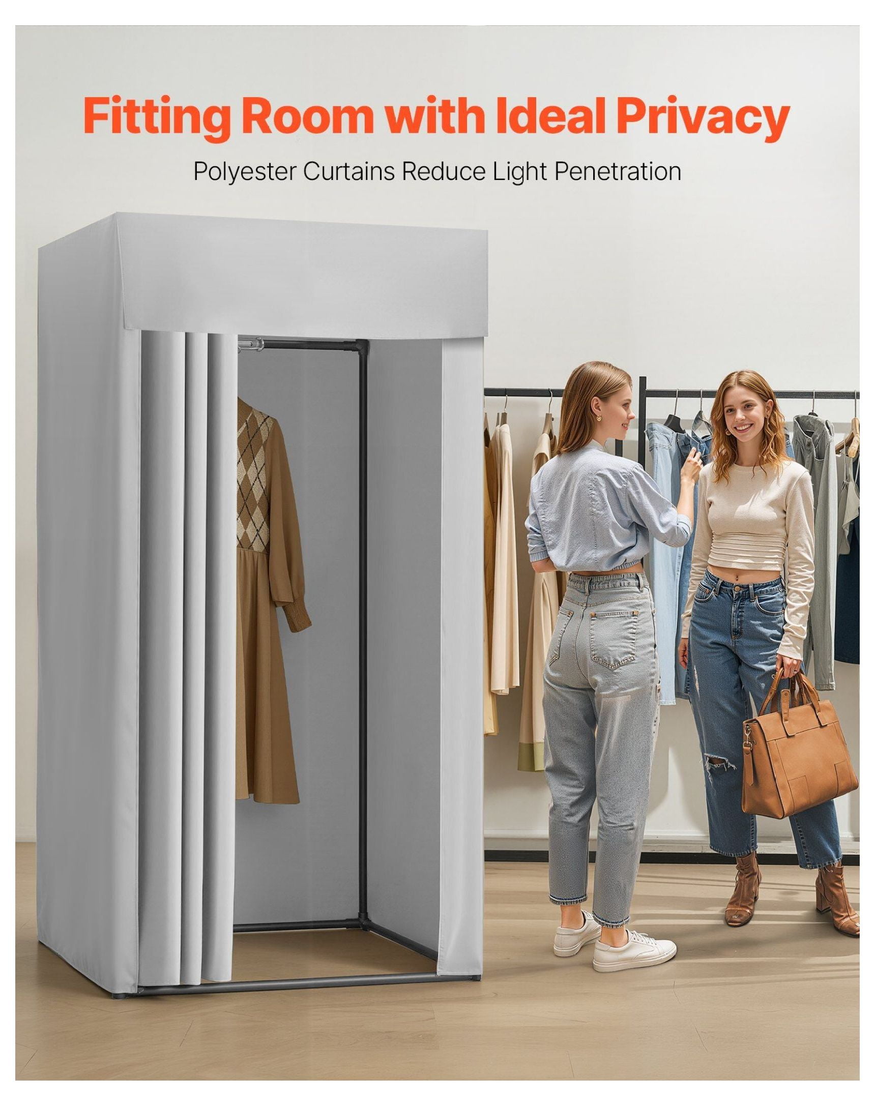 Fitting Room Dressing Room - Portable Privacy Room with Curtains, Black ...