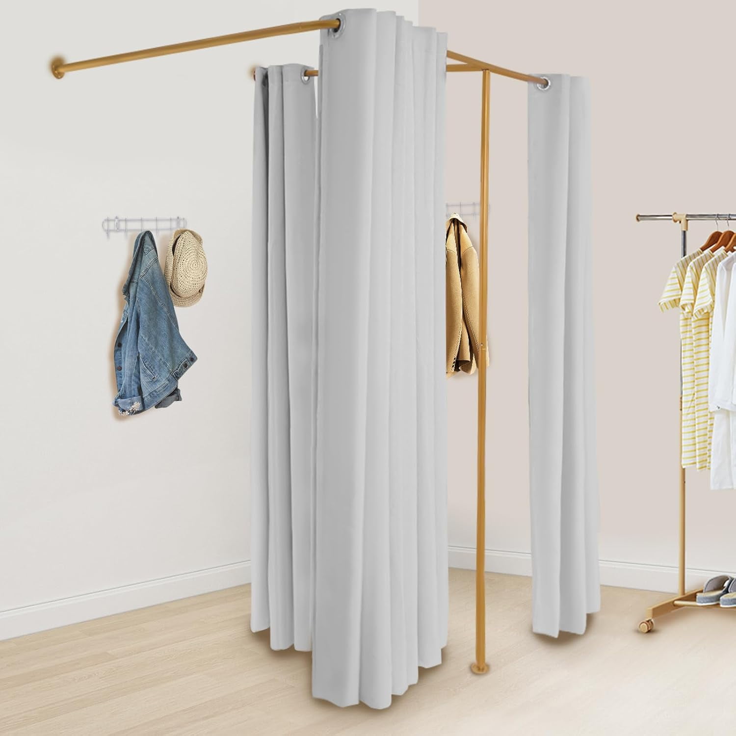 Fitting Room for Two, Portable F-Shaped Dressing Room with 3 Shading ...