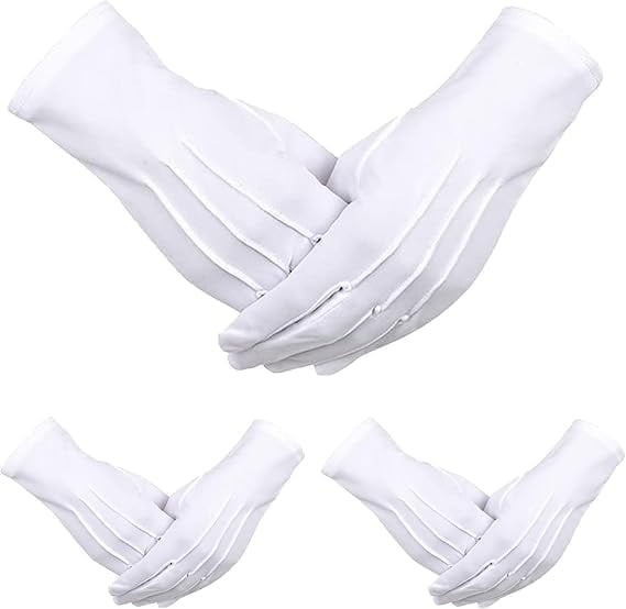 Fitting store White Cotton Gloves – 3 Pairs Soft Hand Gloves for Formal ...