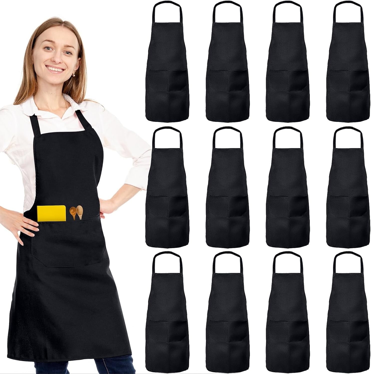 Fitting store YUXNET 12 Pack Bib Apron, Unisex Restaurant Kitchen ...
