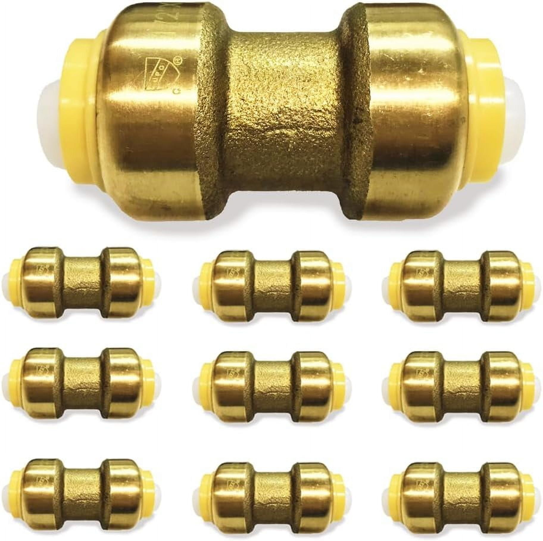 Fittings 3/4" Push Fit Straight Coupling - 3/4" x 3/4" PEX Brass Push-fit Coupling - Push-to ...