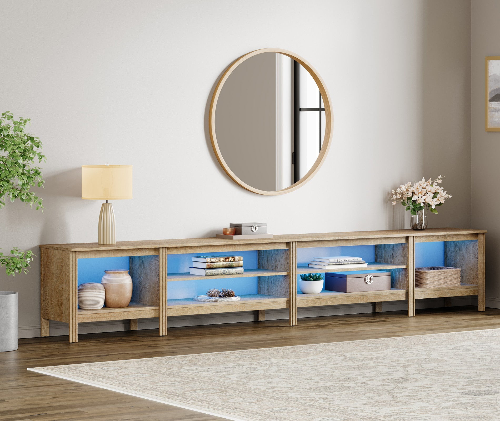 Fitueyes 118" Mid-Century Modern TV Stand for 85-100" TVs, Home ...
