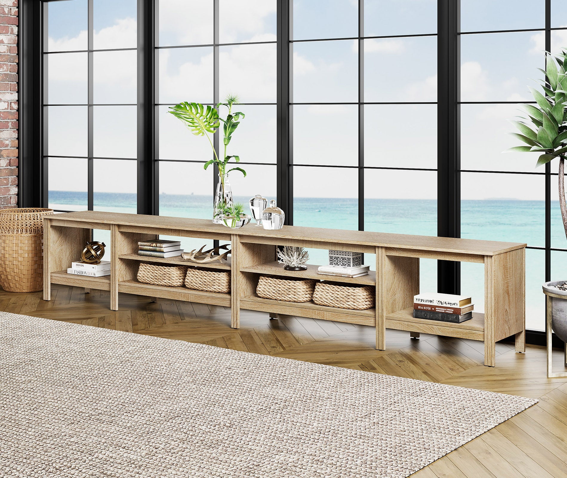 Fitueyes 118 Mid-Century Modern TV Stand - Fits 75-118 TVs - Walmart.com