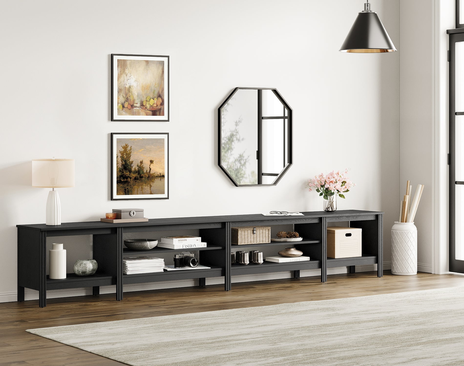 Fitueyes 118" Mid-Century Modern TV Stand for 85-100" TVs, Home ...