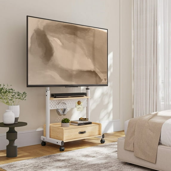 Fitueyes Rolling Tv Stand For 40-85 Inch, Mobile Tv Mount With Storage ...