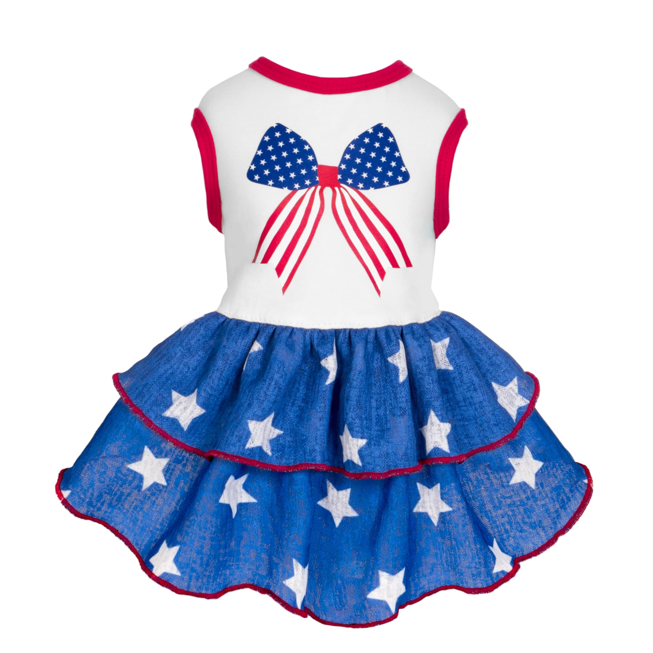 Fitwarm Patriotic Bowknot Tiered Ruffle Dog Dress, 4th of July Clothes ...