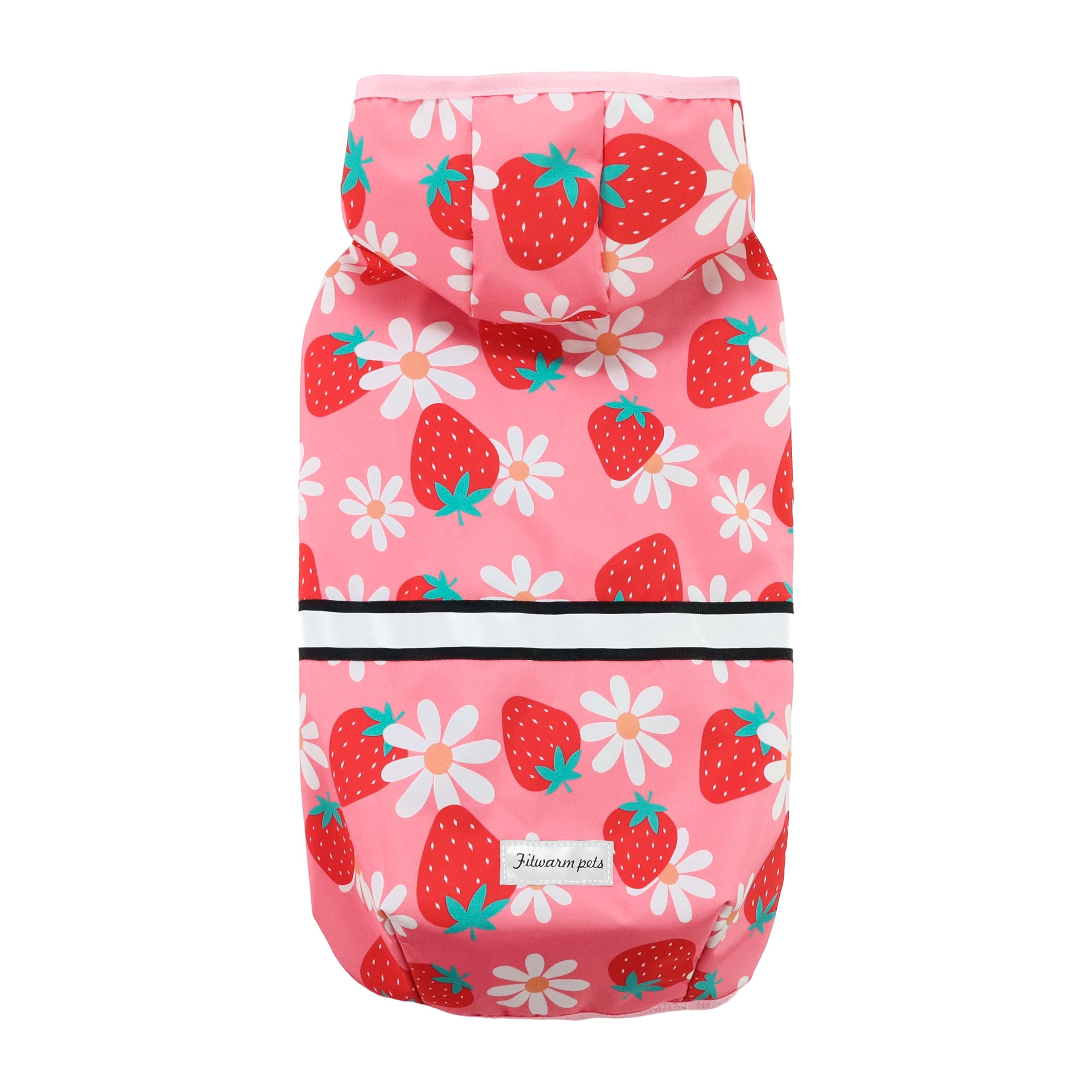 Fitwarm Strawberry Daisy Dog Raincoat with Hood, Waterproof Rain Jacket ...