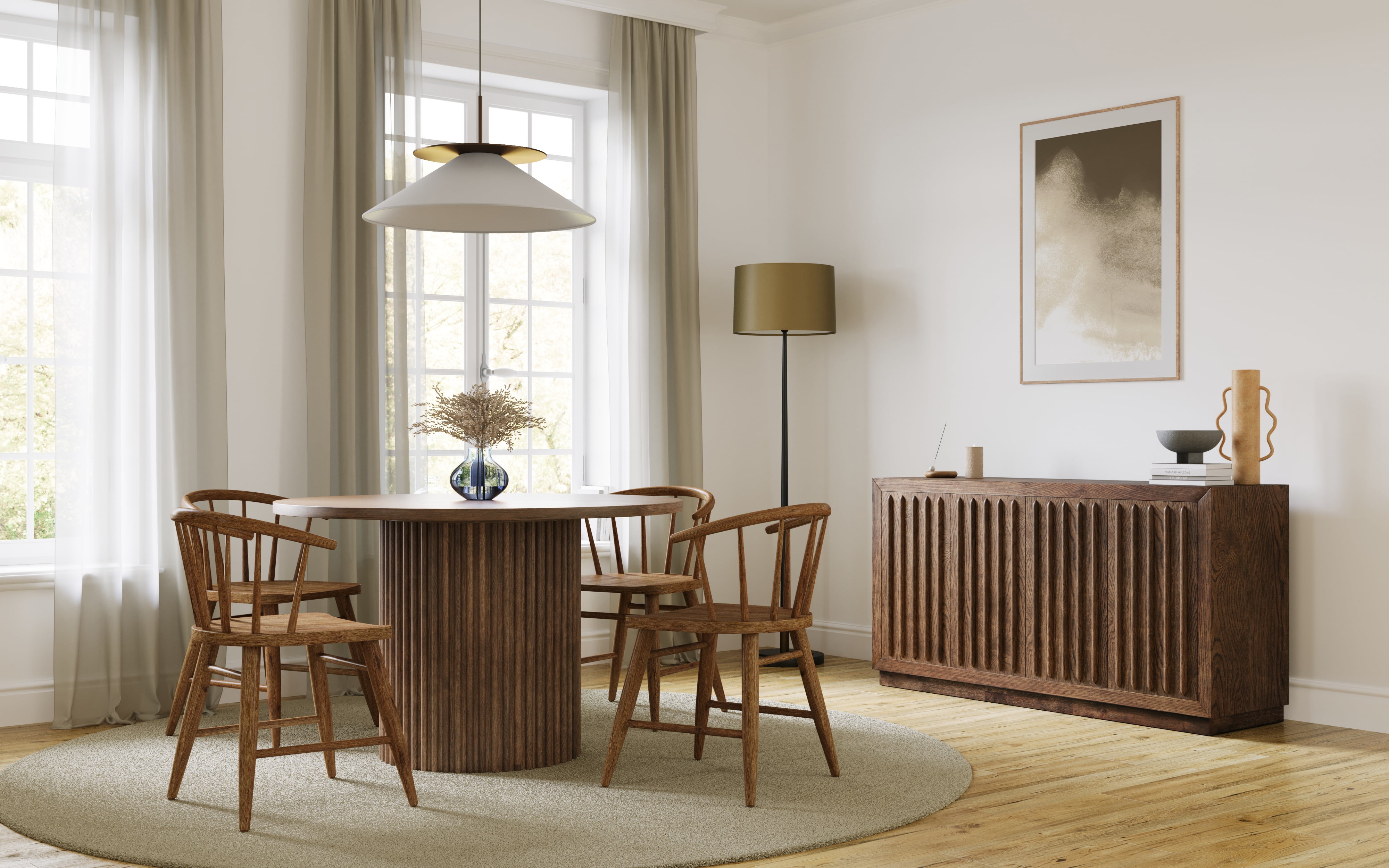 Fitz Traditional Solid Wood Curved Back Spindle Dining Chair (Set of 2 ...