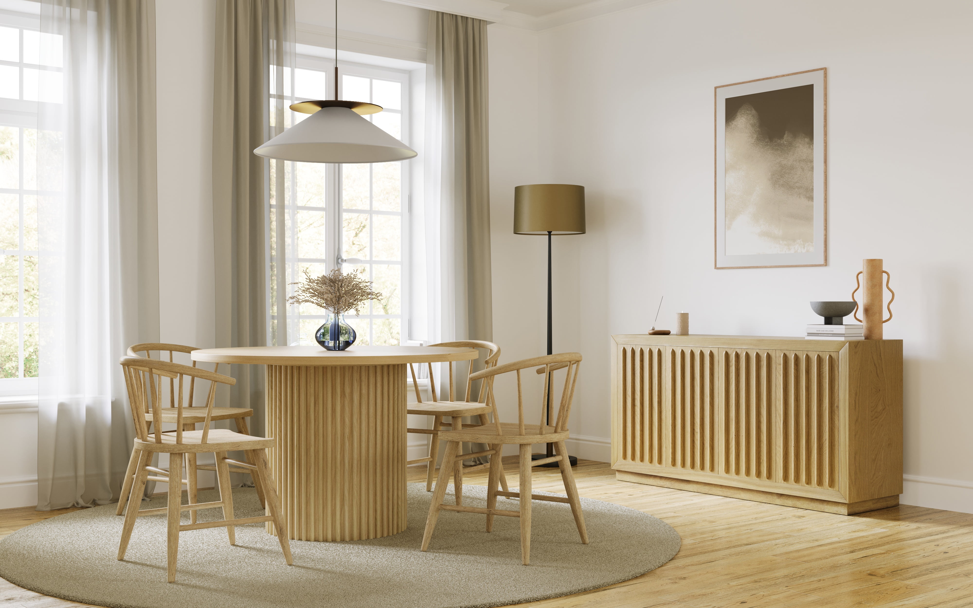 Fitz Traditional Solid Wood Curved Back Spindle Dining Chair (Set of 2 ...