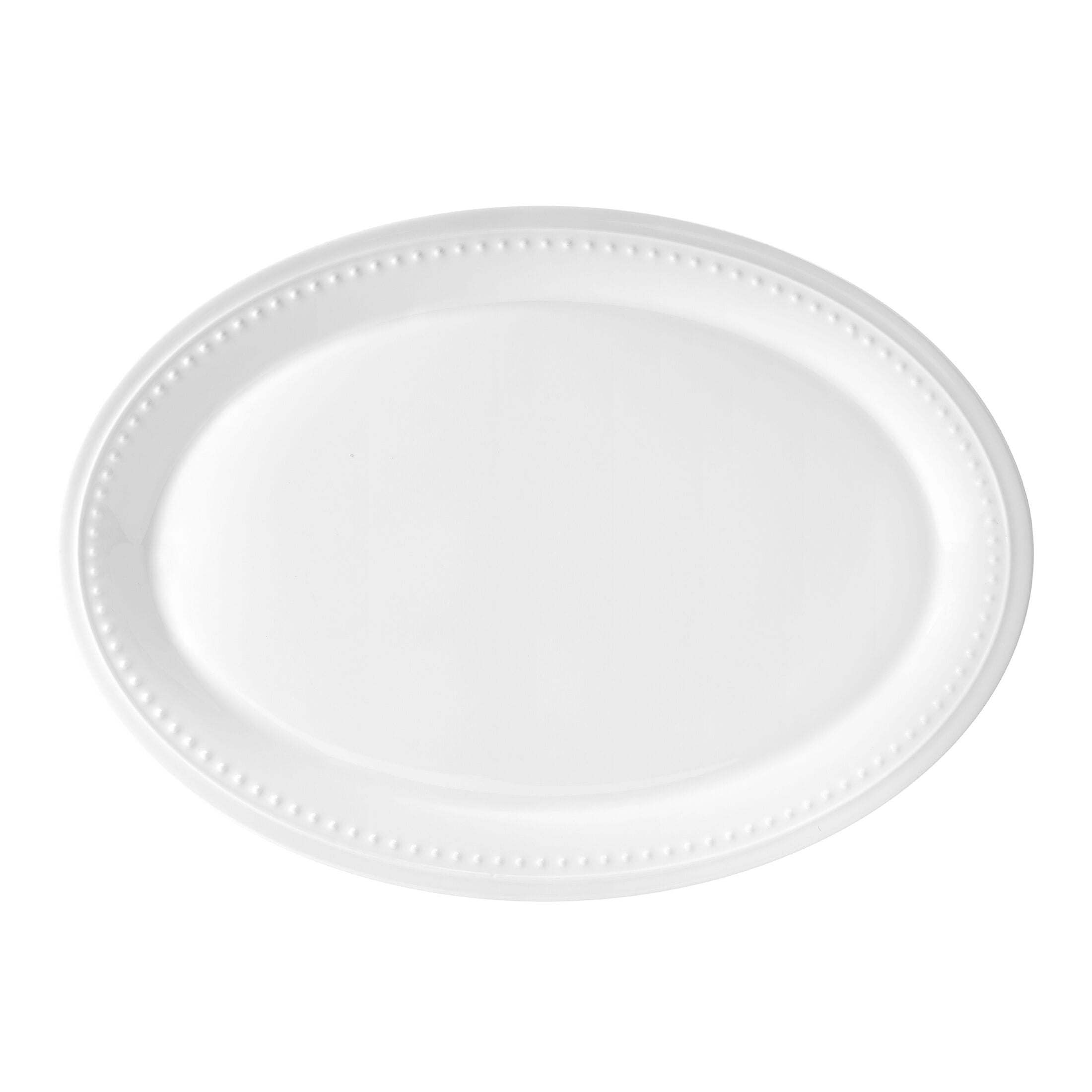 Fitz and Floyd 16-inch Nevaeh White Bone China Classic Bead Oval ...