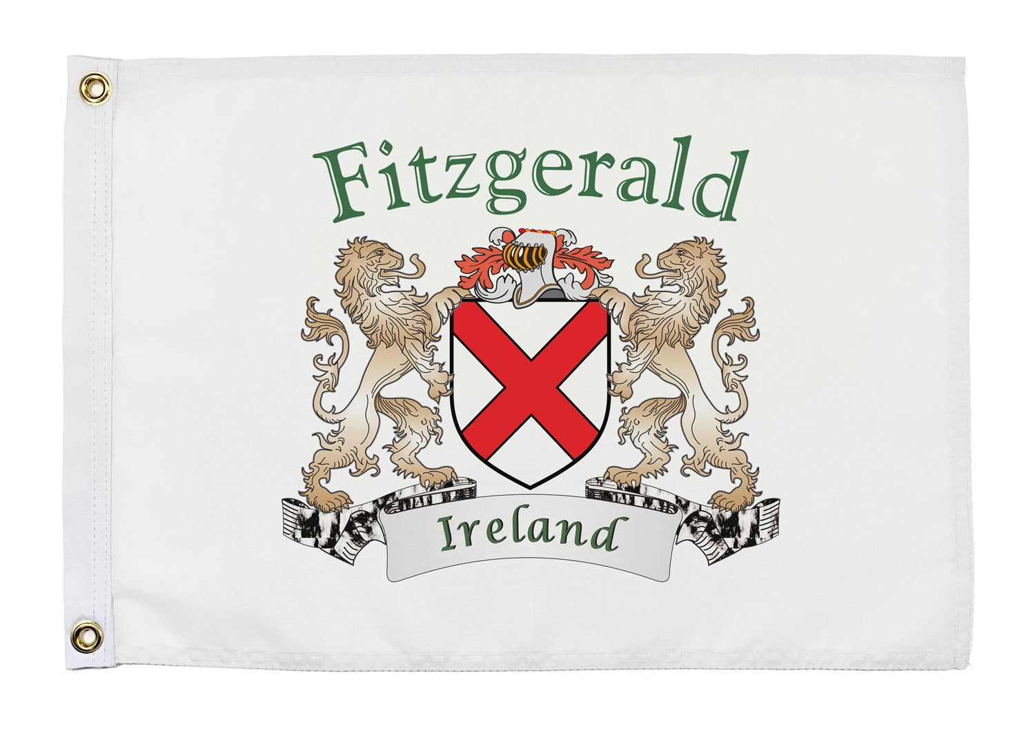 Fitzgerald Irish Coat of Arms Small White Flag - 16"x10.5" inches ...