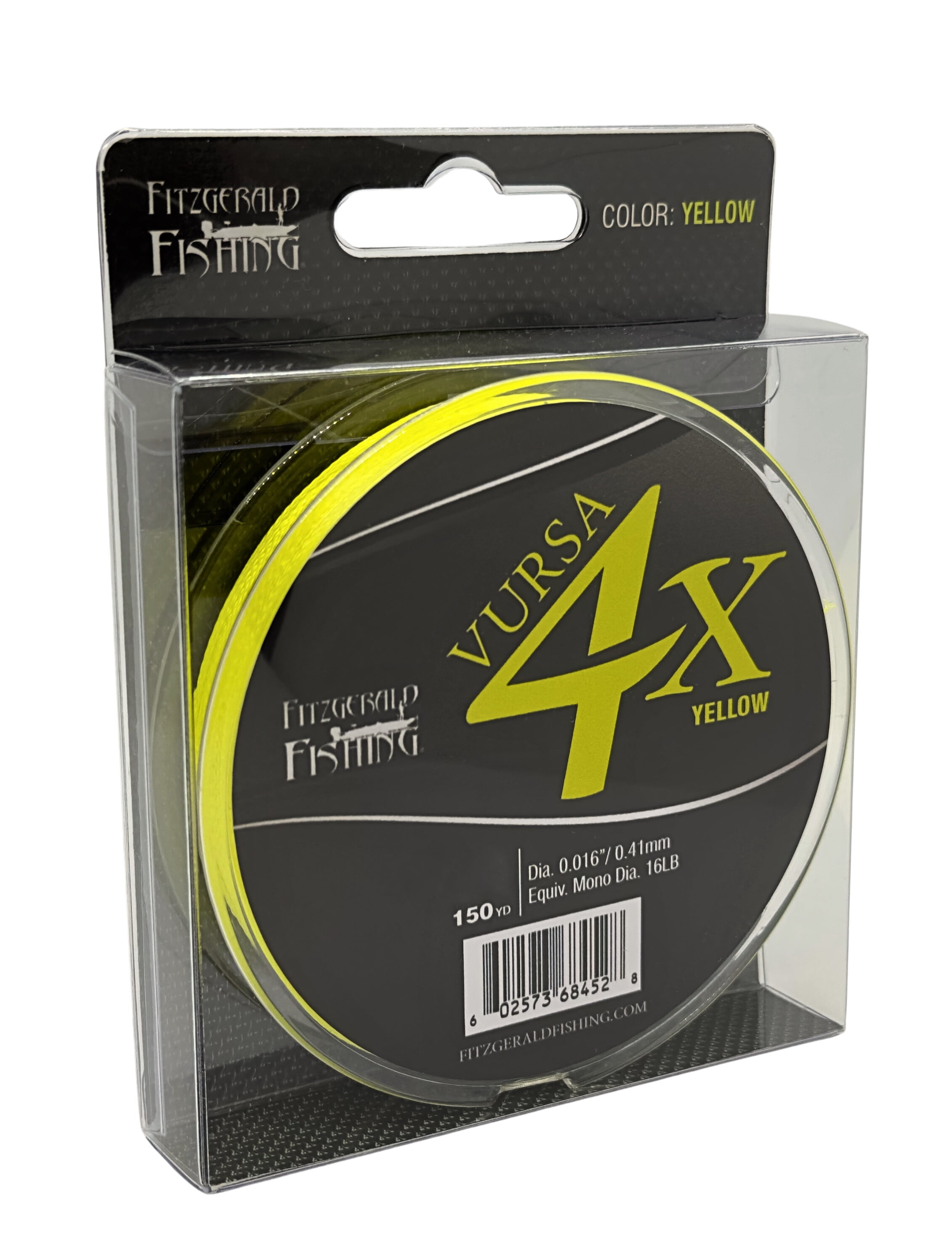Fitzgerald Vursa 4X Braided Fishing Line 10 Lb 150 Yds Hi-Vis Yellow ...