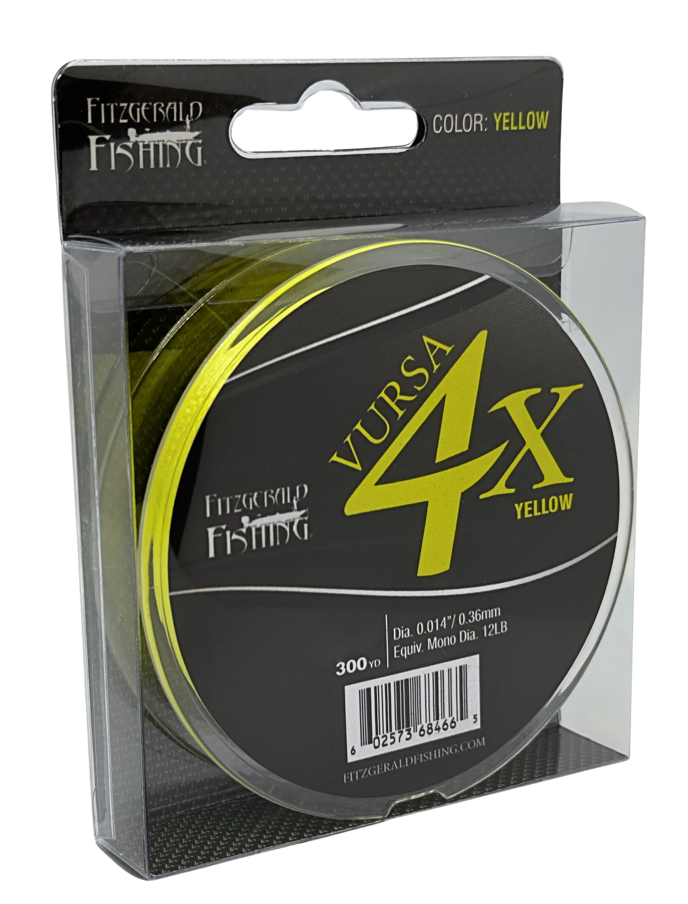 Fitzgerald Vursa 4X Braided Fishing Line 30 Lb 300 Yds Hi-Vis Yellow ...