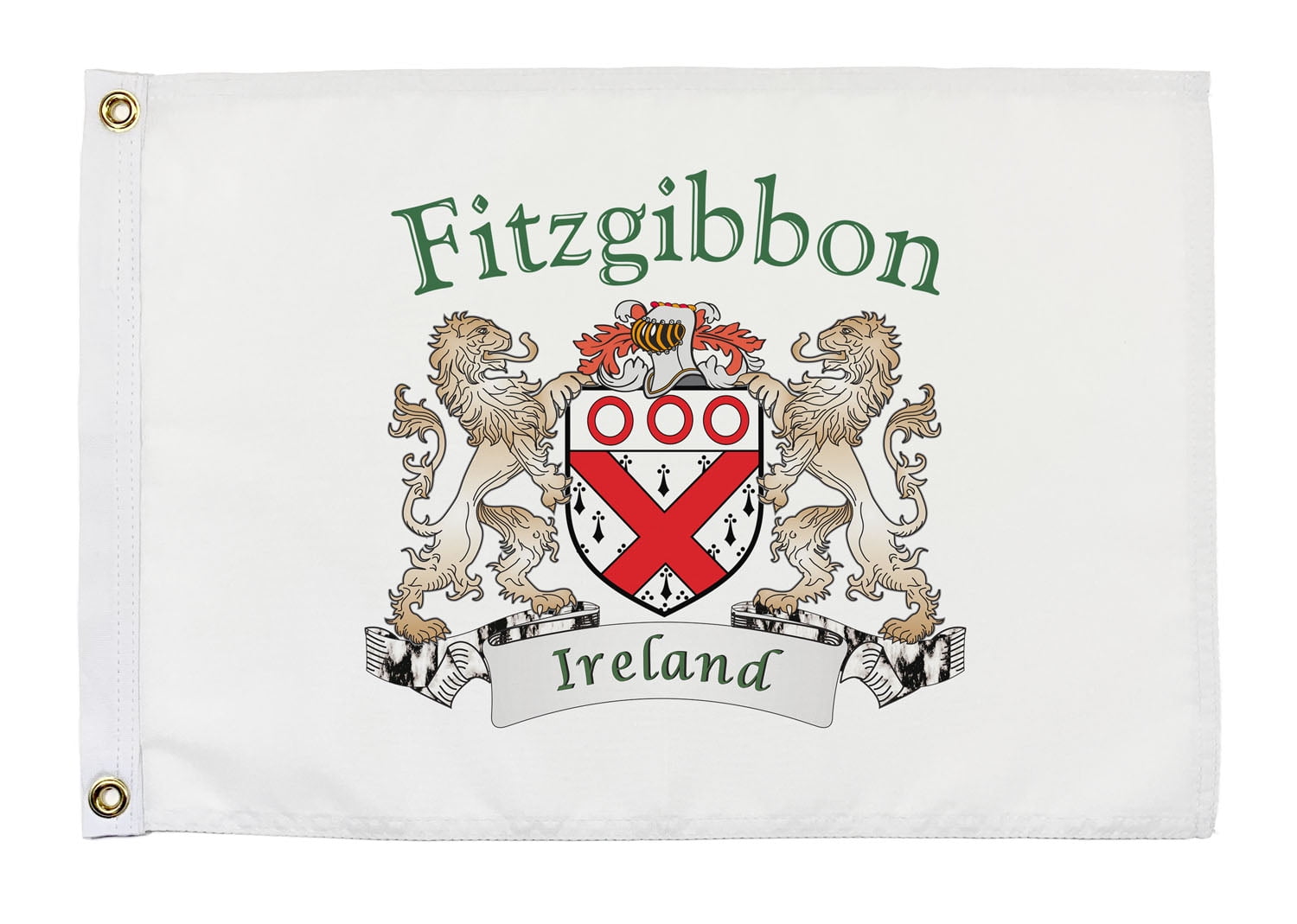 Fitzgibbon Irish Coat of Arms Small White Flag - 16"x10.5" inches ...