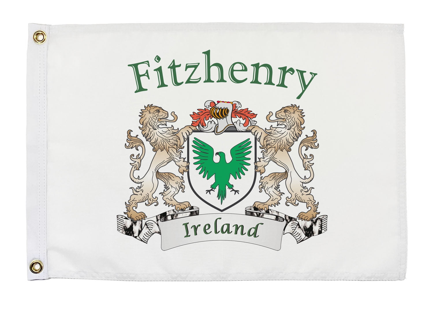 Fitzhenry Irish Coat of Arms Small White Flag - 16"x10.5" inches ...