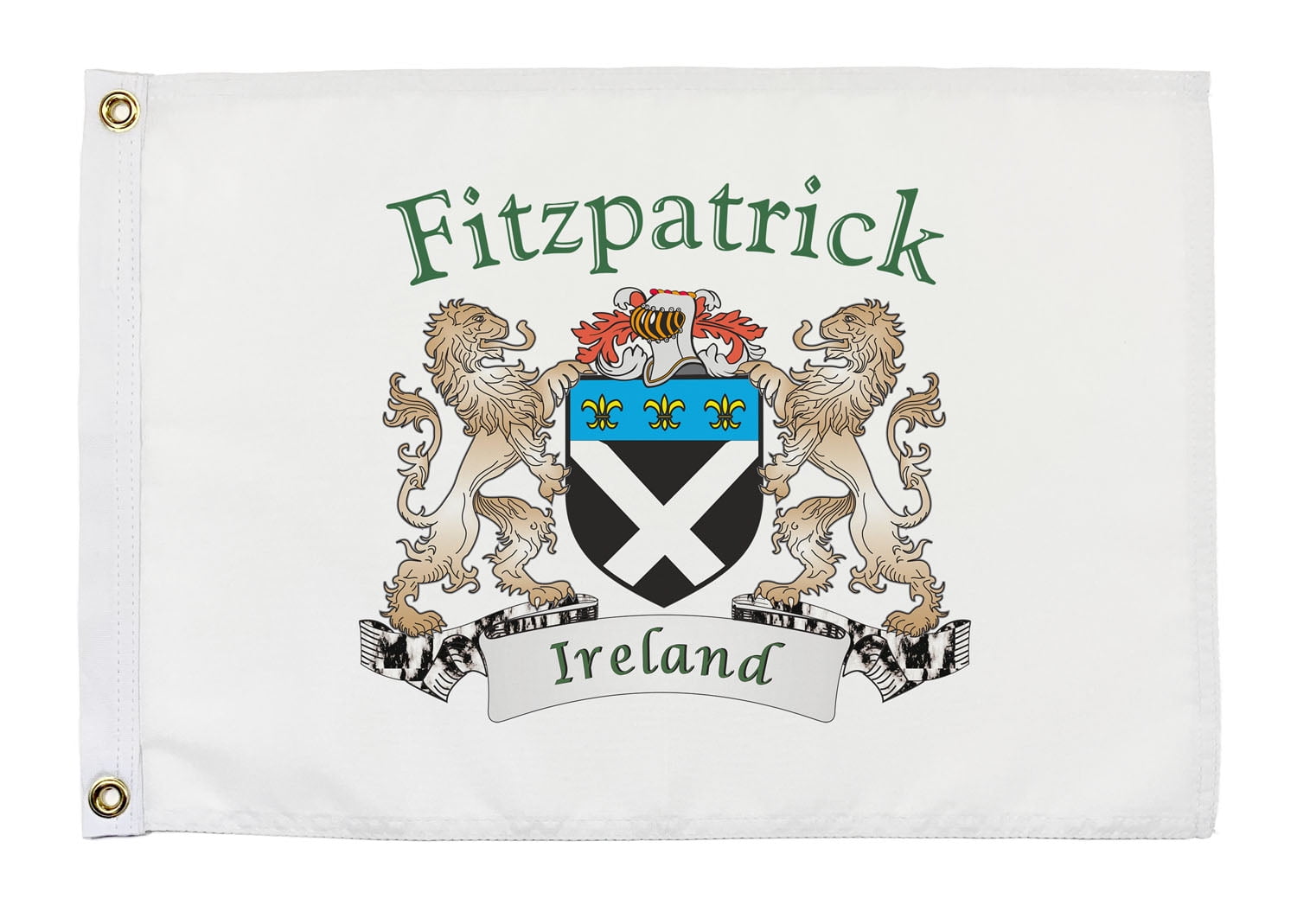 Fitzpatrick Irish Coat of Arms Small White Flag - 16"x10.5" inches ...