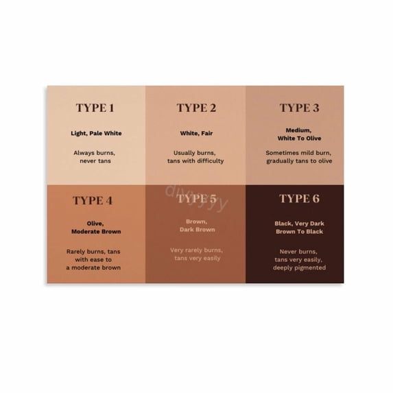Fitzpatricks Scale Skin Color Classification Chart Poster 3 Canvas ...