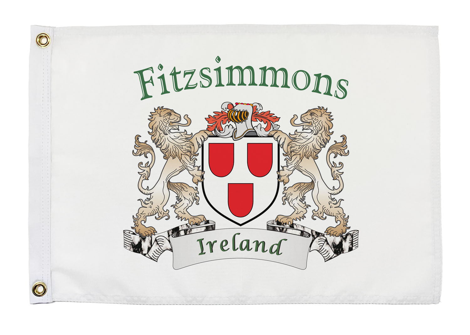 Fitzsimmons Irish Coat of Arms Small White Flag - 16"x10.5" inches ...