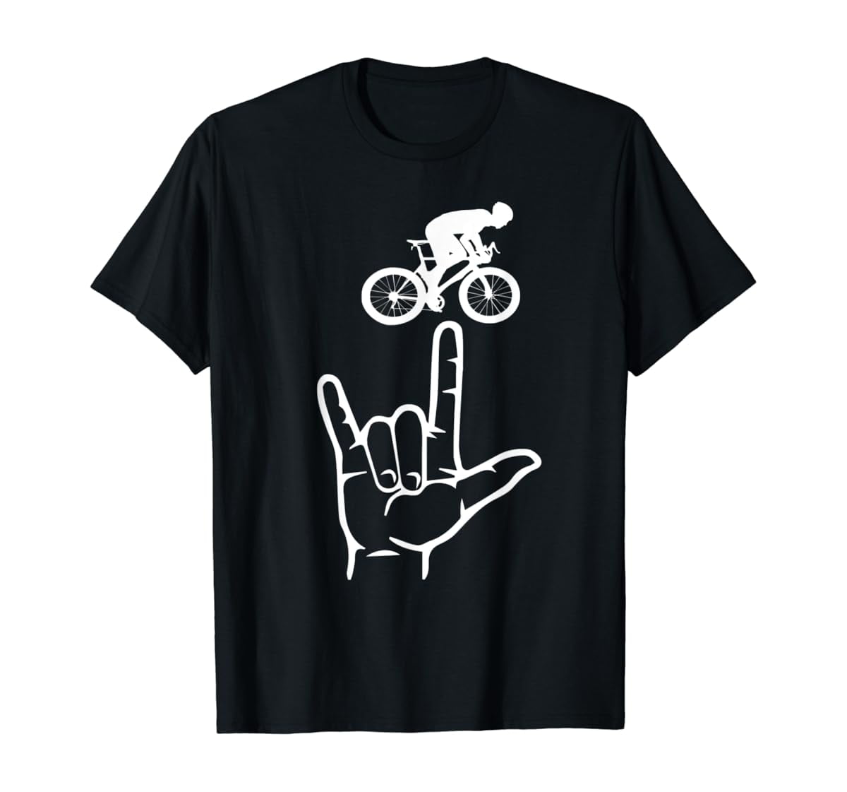 Fitzy ASL Sign Language Cycling Sport I Love You Hand Heart T-Shirt ...