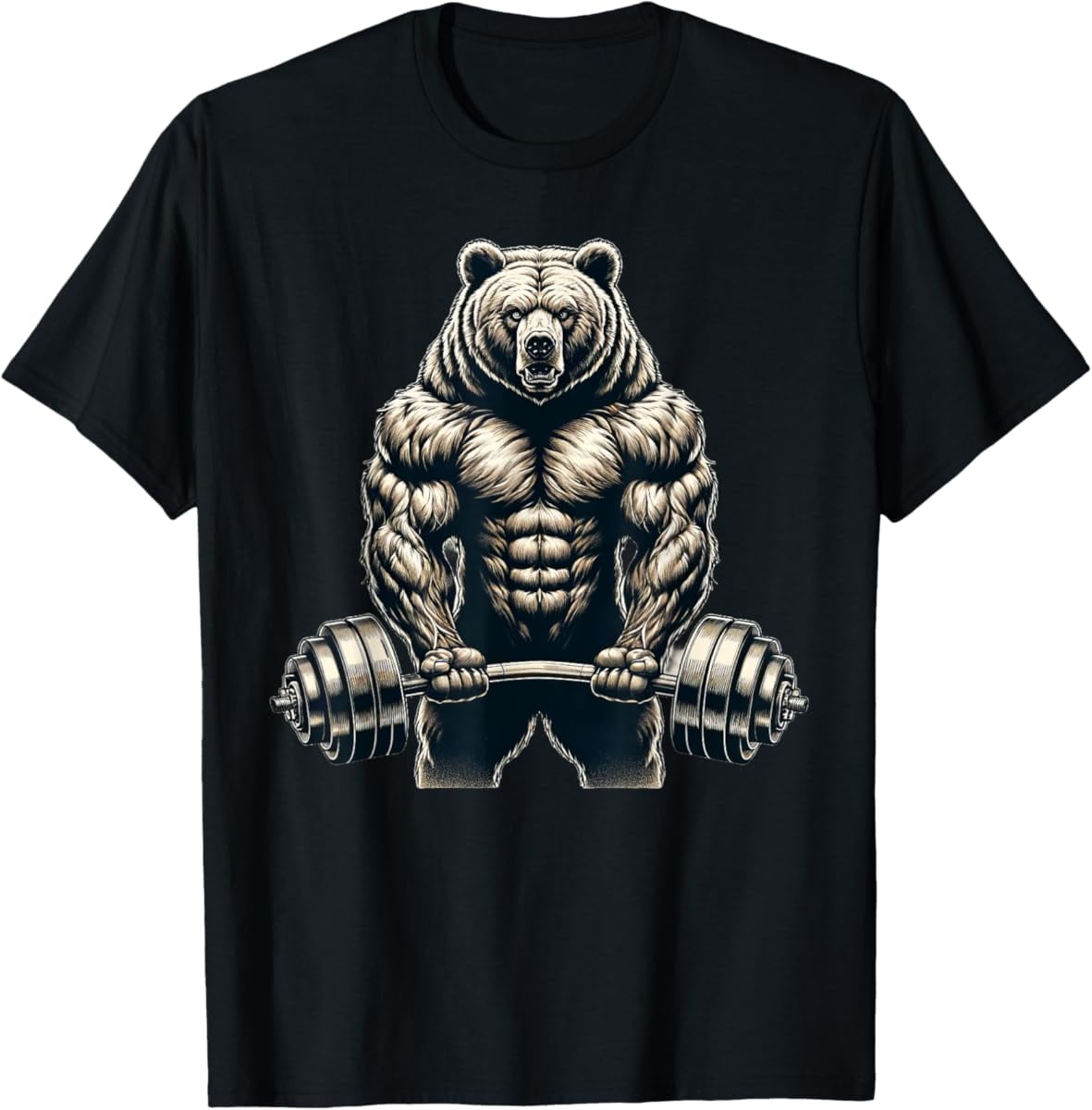 Fitzy Bear Powerlifting Weightlifting Gym Workout T-Shirt Full Size S ...