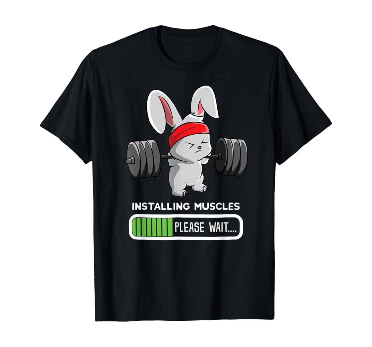 Fitzy Bunny Gym T-Shirt, Rabbit Weights Installing Muscles Shirt Full ...