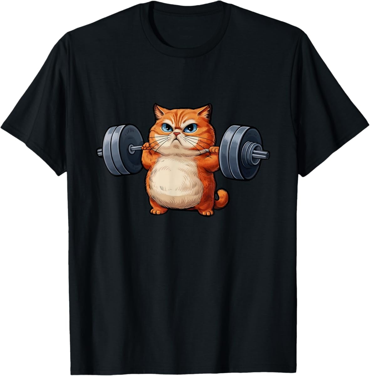 Fitzy Cat Weightlifting T-Shirt- Cat Workout and Fitness Tee T-Shirt ...