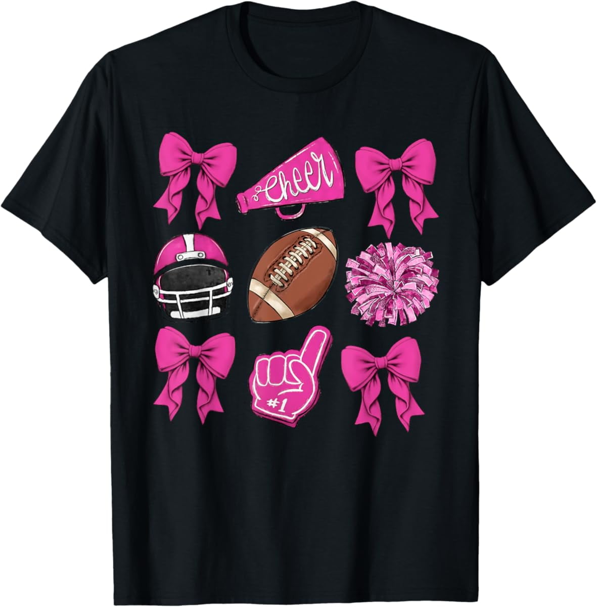 Fitzy Cheer for Cure Football Pink Ribbon Breast Cancer Support T-Shirt ...