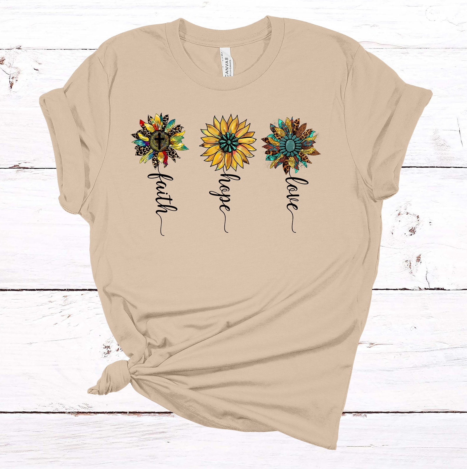 Fitzy Christian Tee, Faith Hope Love, Beautiful Tie Dye Sunflowers ...