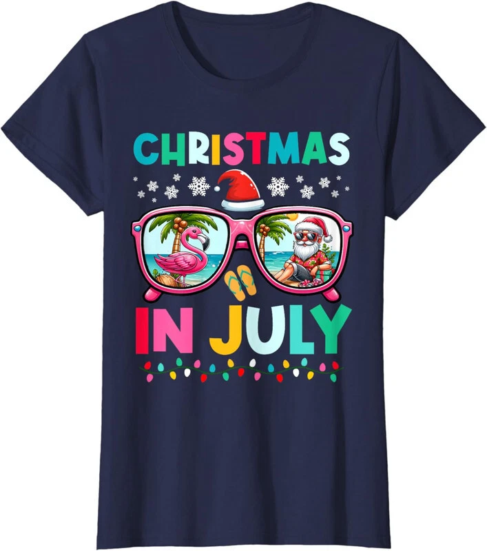 Fitzy Christmas In July Beach Summer Vacation Ladies' Crewneck T-Shirt ...