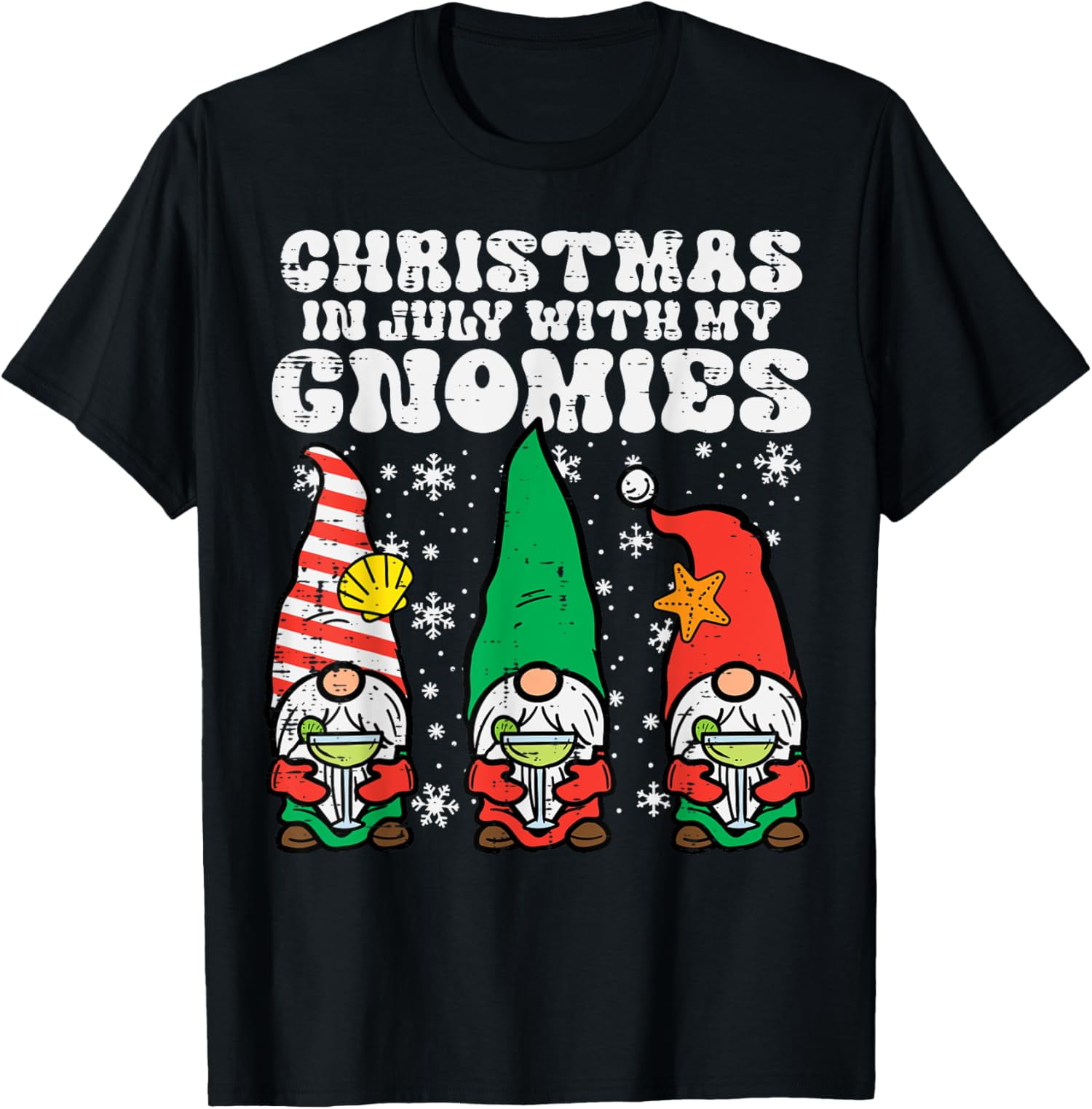 Fitzy Christmas In July Gnomes Summer Xmas Matching Unisex T-Shirt Full ...