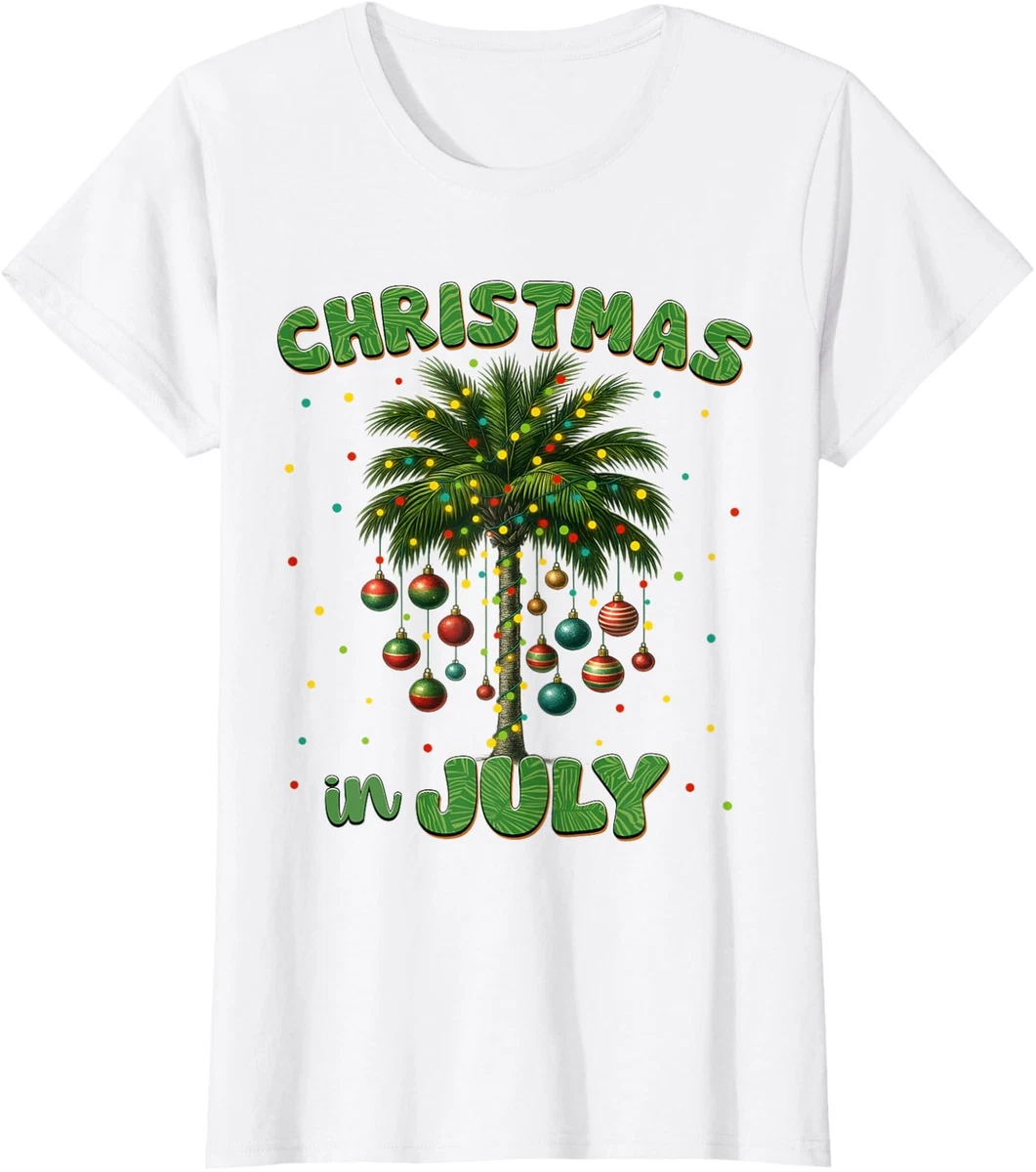 Fitzy Christmas In July Palm Tree Hawaii Beach Summer Ladies' Crewneck ...