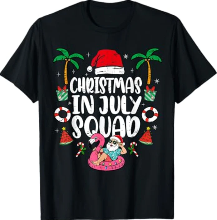 Fitzy Christmas In July Squad Summer Vacation Men Women T-Shirt Full ...