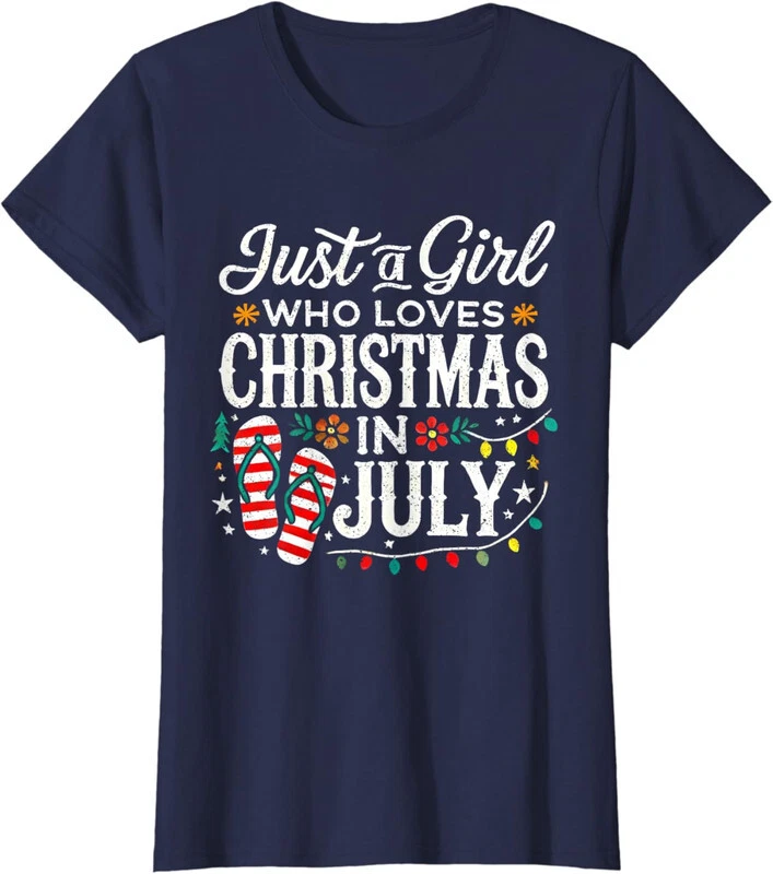 Fitzy Christmas In July Summer Girl Beach Vacation Ladies' Crewneck T ...