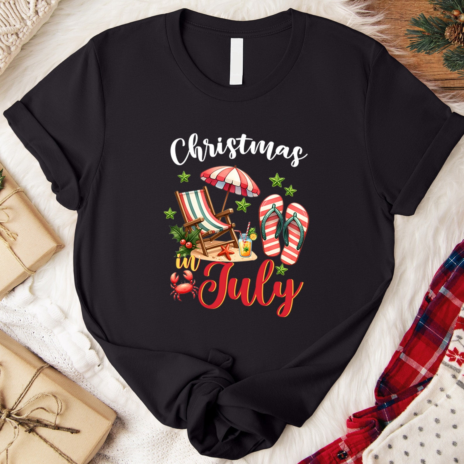 Fitzy Christmas In July Summer Shirt, Xmas Summer Tee, Beach Claus T ...