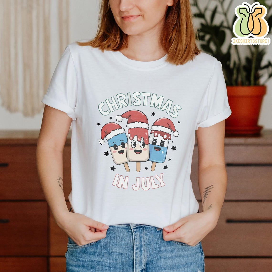 Fitzy Christmas in July Shirt,Cute Holiday Popsicle T-Shirt for Women ...