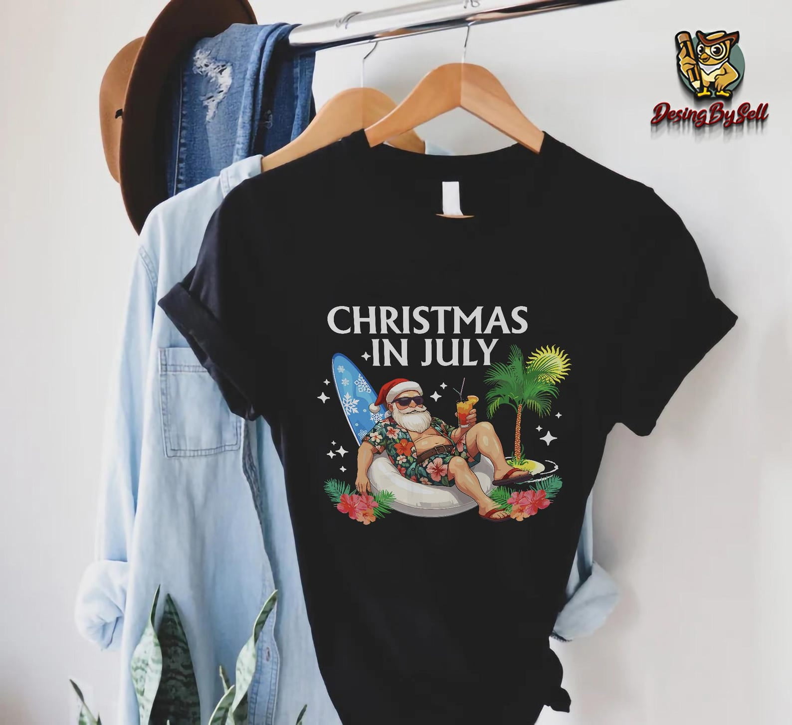 Fitzy Christmas in July Shirt for Men, Hawaii Beach Tee, Palm Tree ...